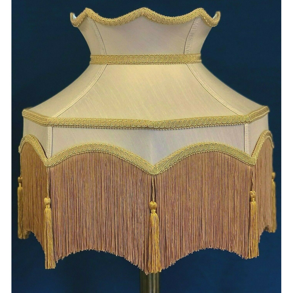 Oyster and Gold Dorchester Downton Abbey Crown Fabric Lampshade